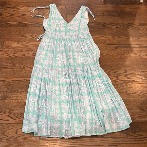 Oliphant | Dresses | Oliphant Green And White Pleated Sundress New ...